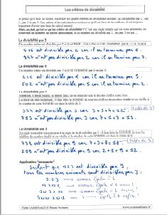 les criteres de divisibilite – Bienvenue sur coursmathsaix , le site ...